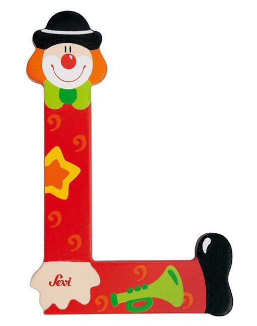 Drewniana literka L, Clown | Literki, cyferki Sevi \ Dekoracje ...
